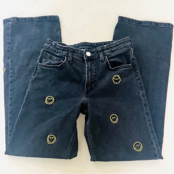 H&M | Bottoms | Hm Low Rise Smiley Embroidered Wide Leg Jeans 4 | Poshmark
